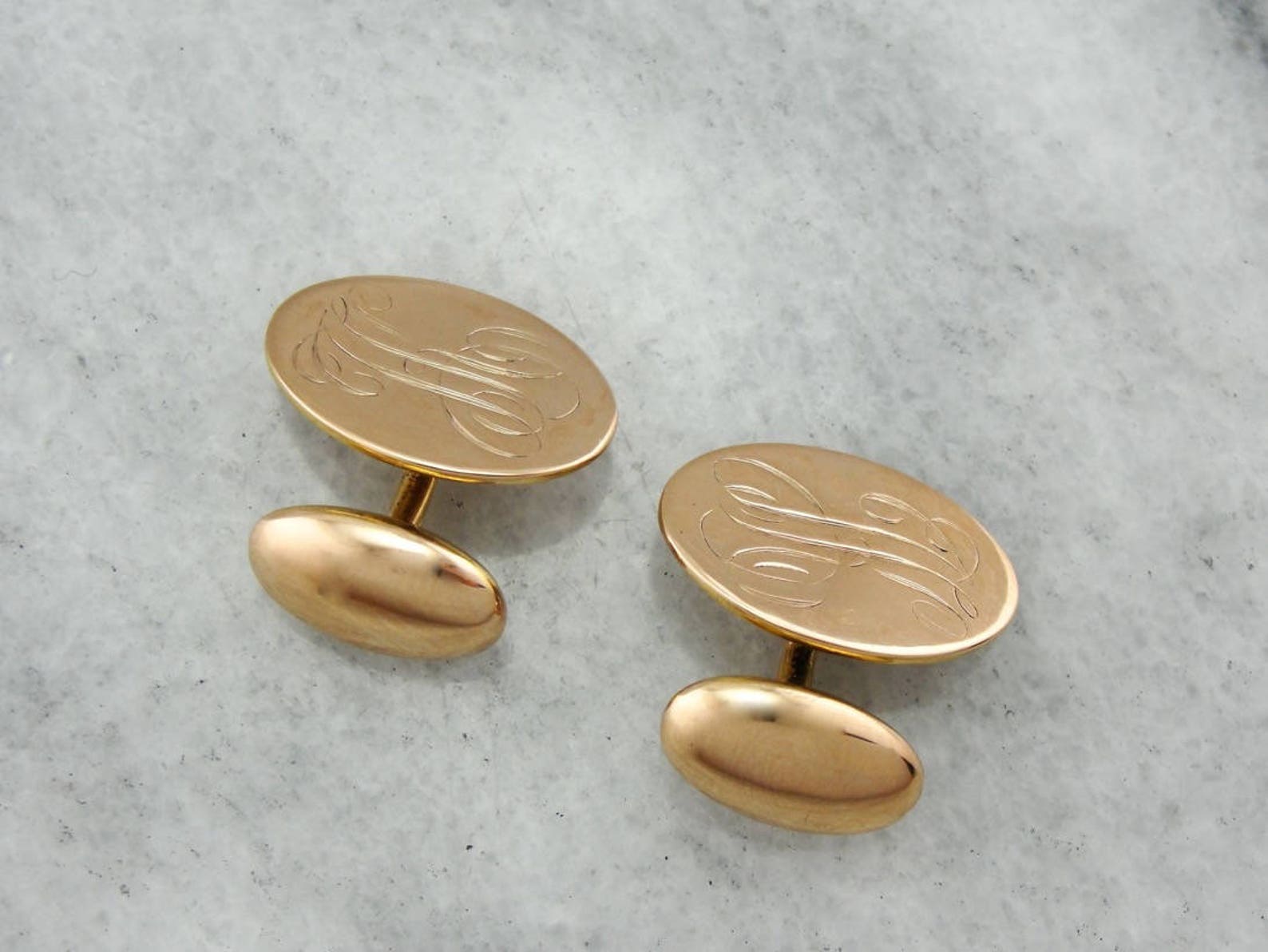 Antique Rose Gold Cufflink Monogramed Victorian Cufflinks - Etsy