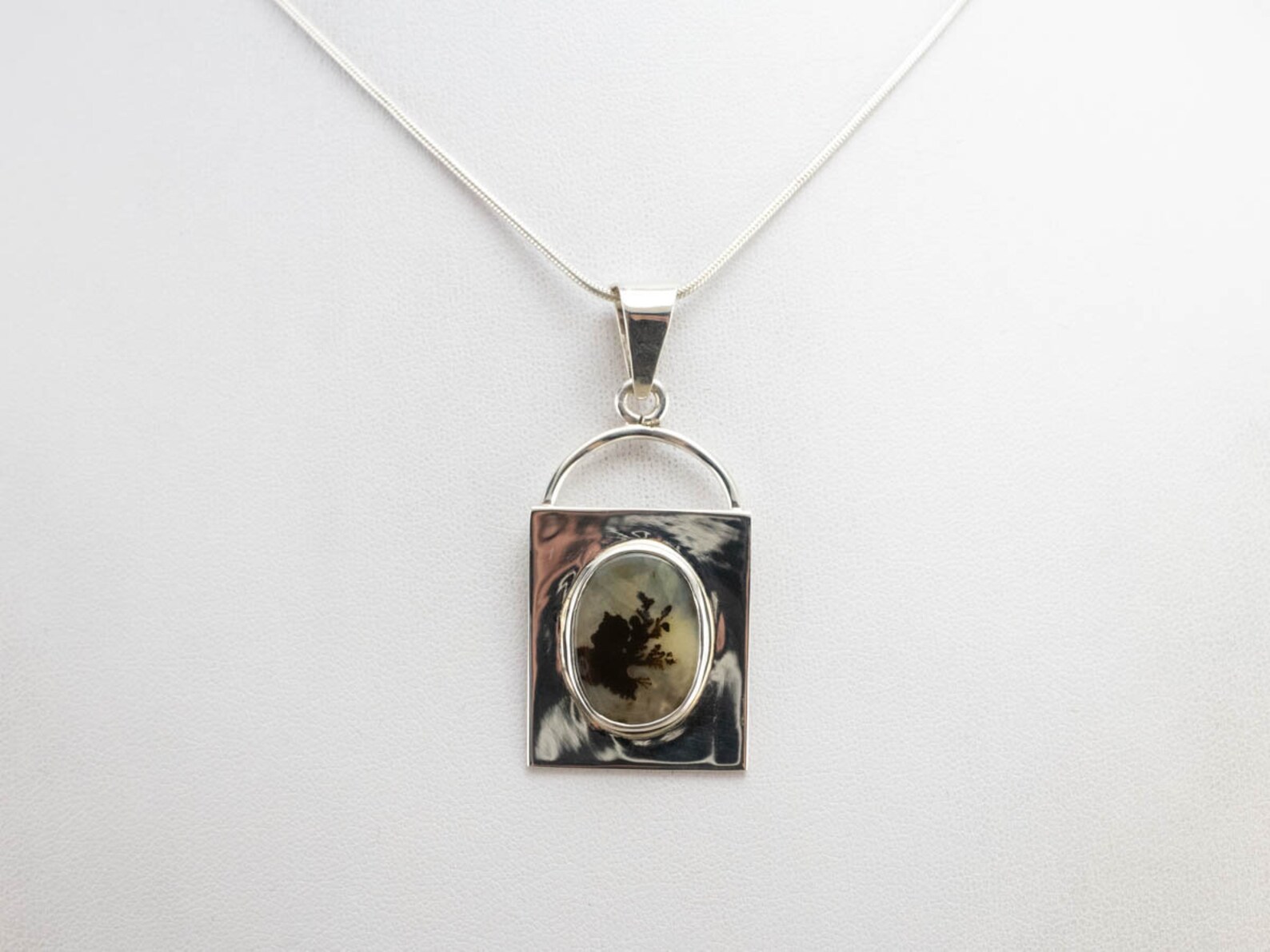 Sterling Silver Shazar Stone Agate Pendant Plume Agate | Etsy