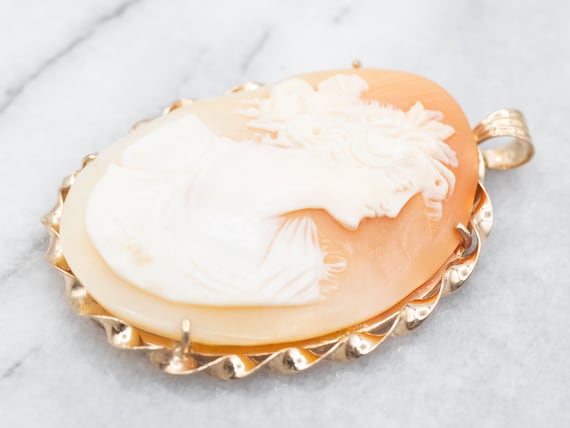 Golden Greek Goddess Aphrodite Cameo Pendant, Yellow … - Gem