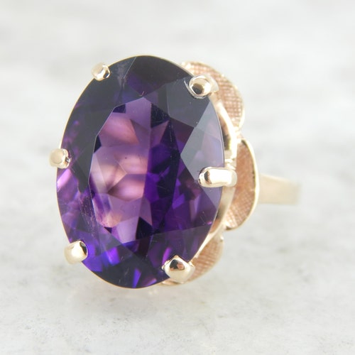 Bold Deep Purple Framed Amethyst Cocktail Ring DM49E2-R - Etsy