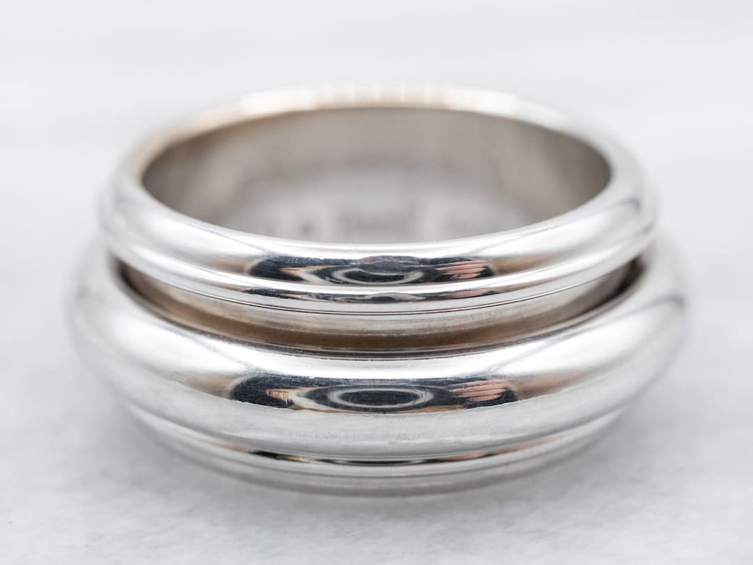 Bold Piaget Spinner Band, 18K White Gold Band, Unisex Gold Band ...