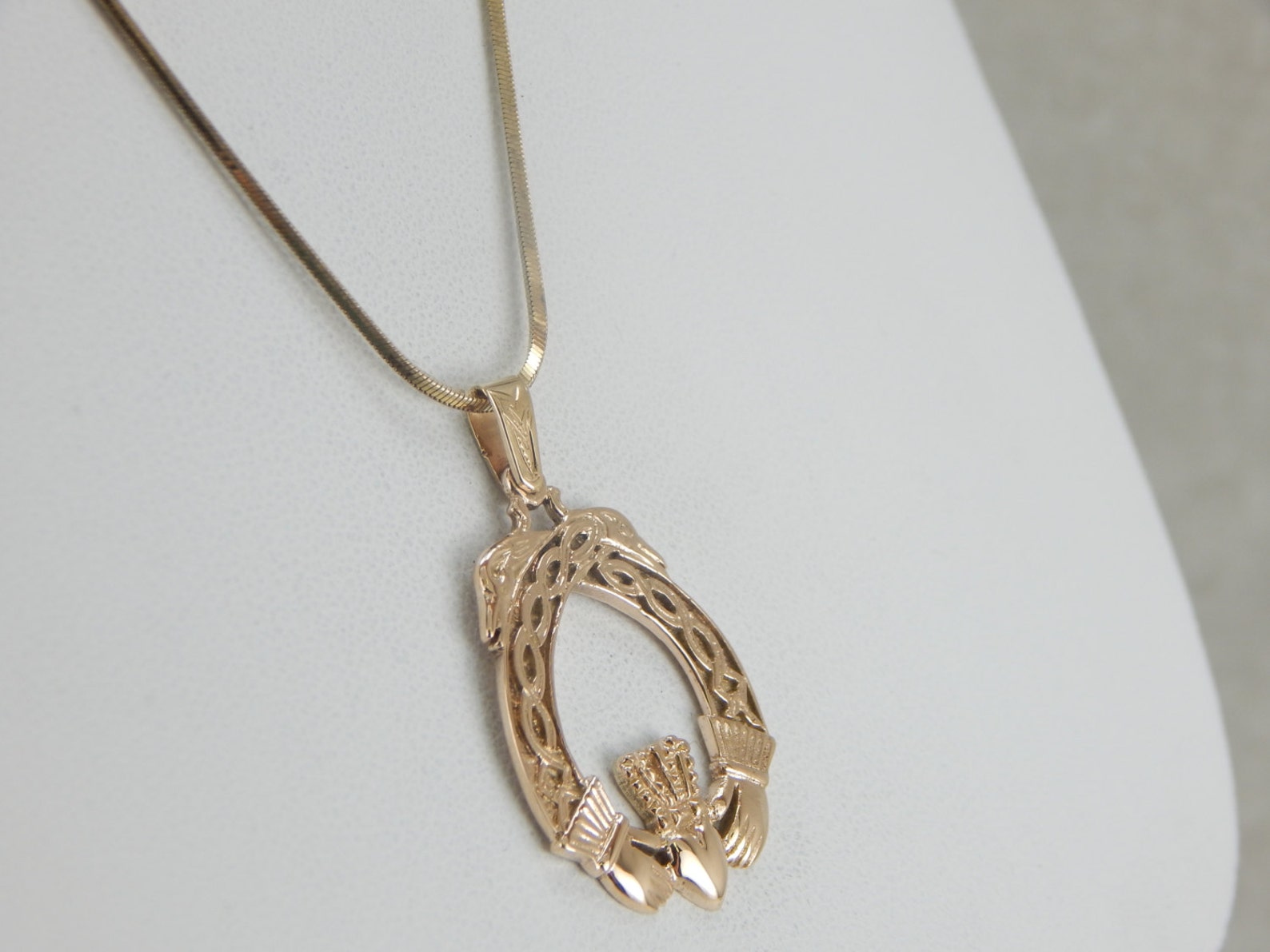 Claddagh Wreath Pendant With Bird and Celtic Knot Details | Etsy