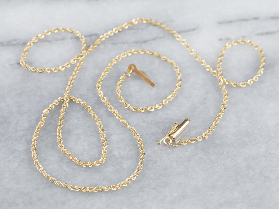 14K Gold Rope Chain, Twisted Rope Chain, Layering Necklace, Pendant ...