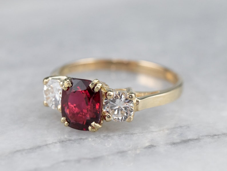 Ruby Diamond Engagement Ring Ruby Yellow Gold Ring Ruby - Etsy
