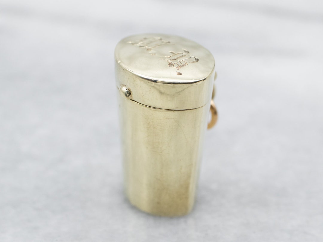 Old English "mr" Monogram Container Charm, Yellow Gold Charm, Moving ...
