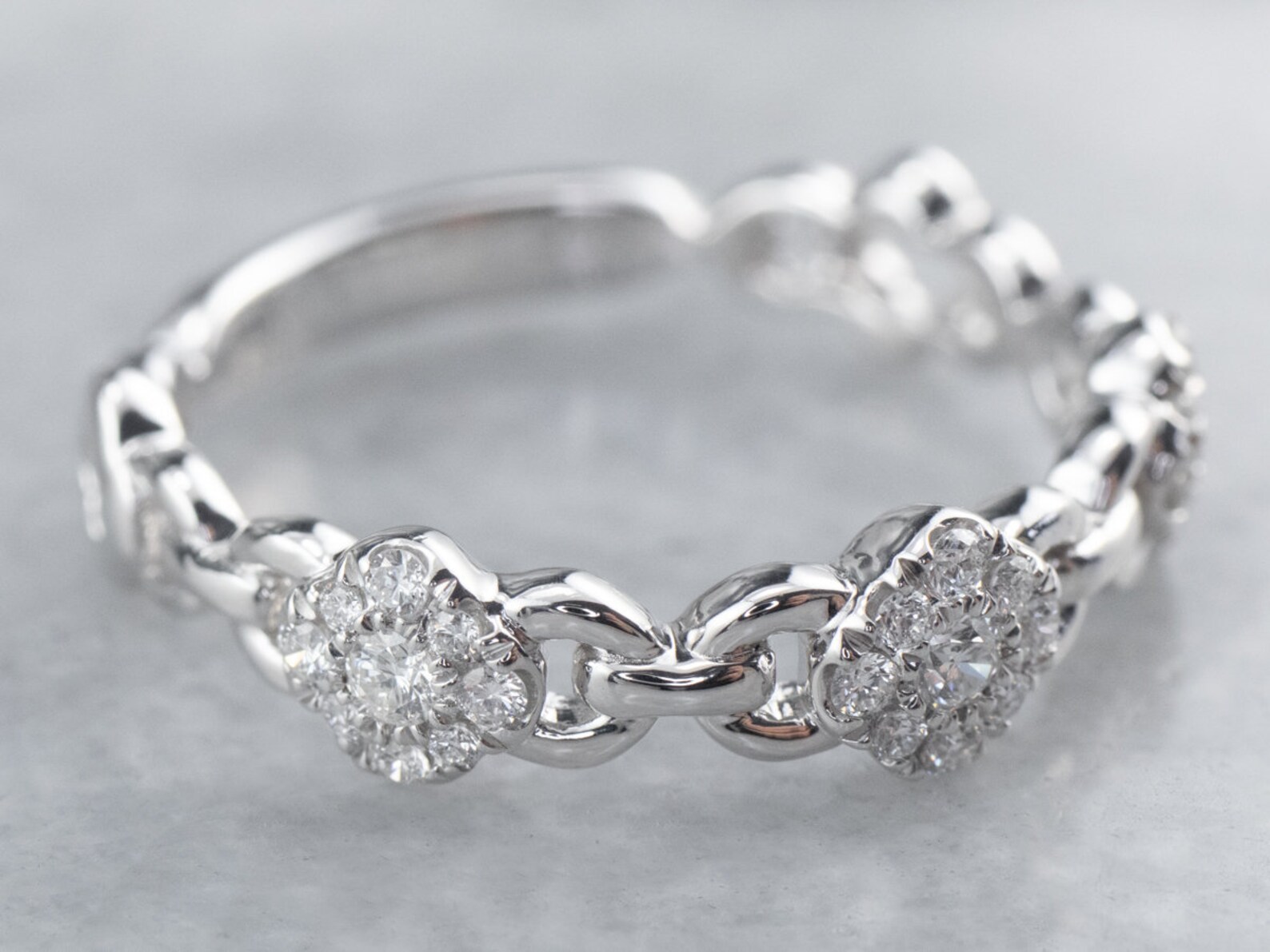 Diamond Chain Link Band White Gold Diamond Band Diamond | Etsy