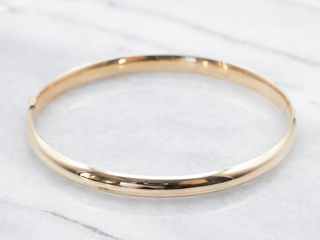 Plain Gold Bangle Bracelet, Vintage Bangle Bracelet, Simple Bracelet ...