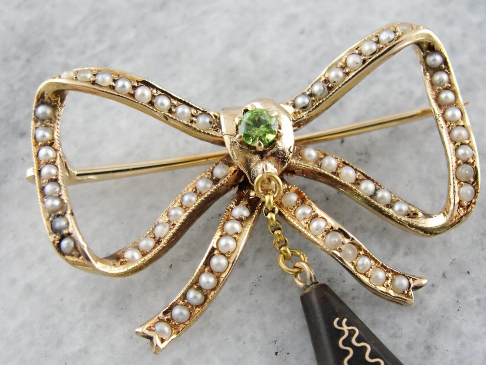 Victorian Bow Brooch With Seed Pearls Demantoid Garnet and | Etsy