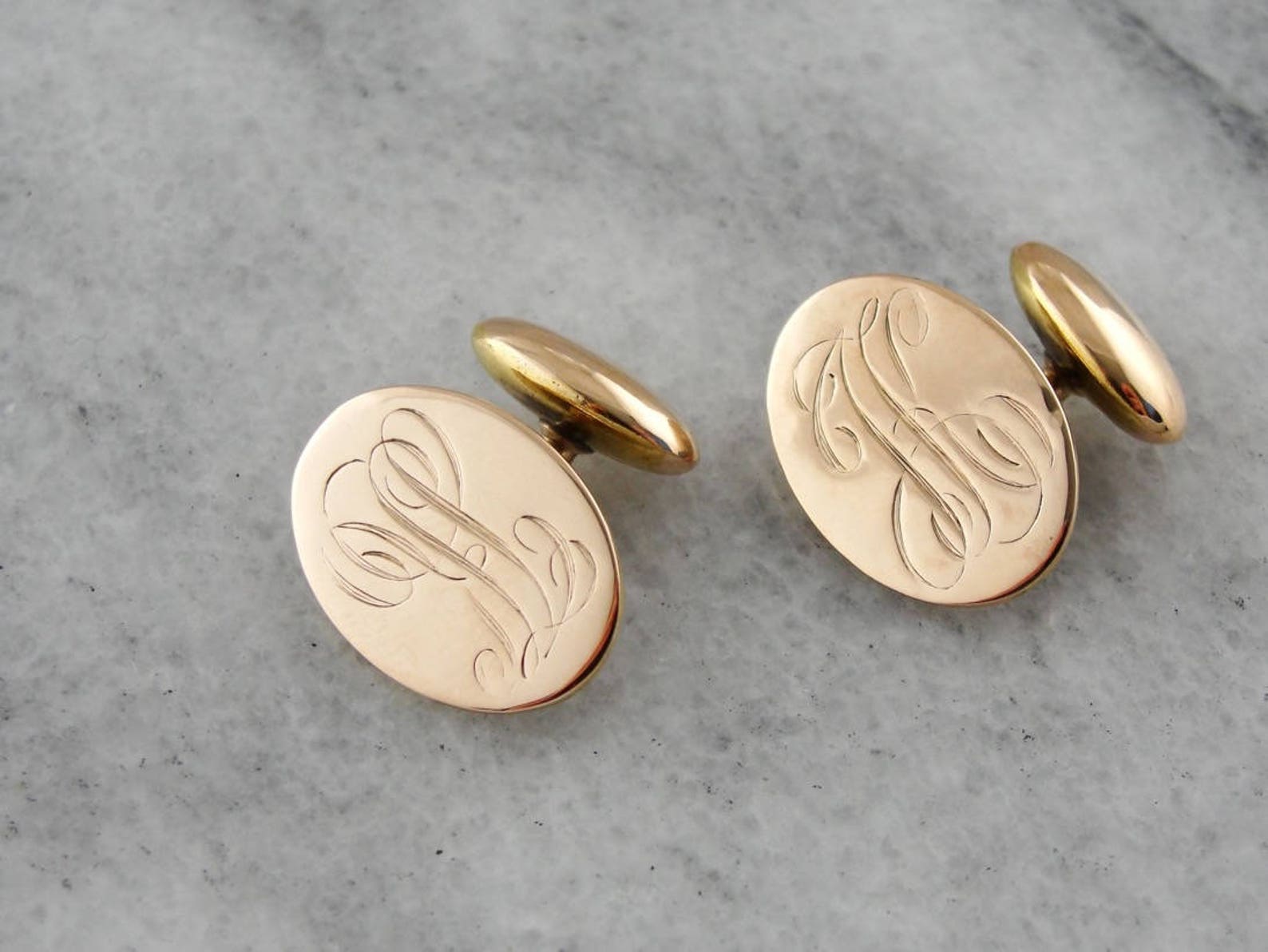 Antique Rose Gold Cufflink Monogramed Victorian Cufflinks - Etsy