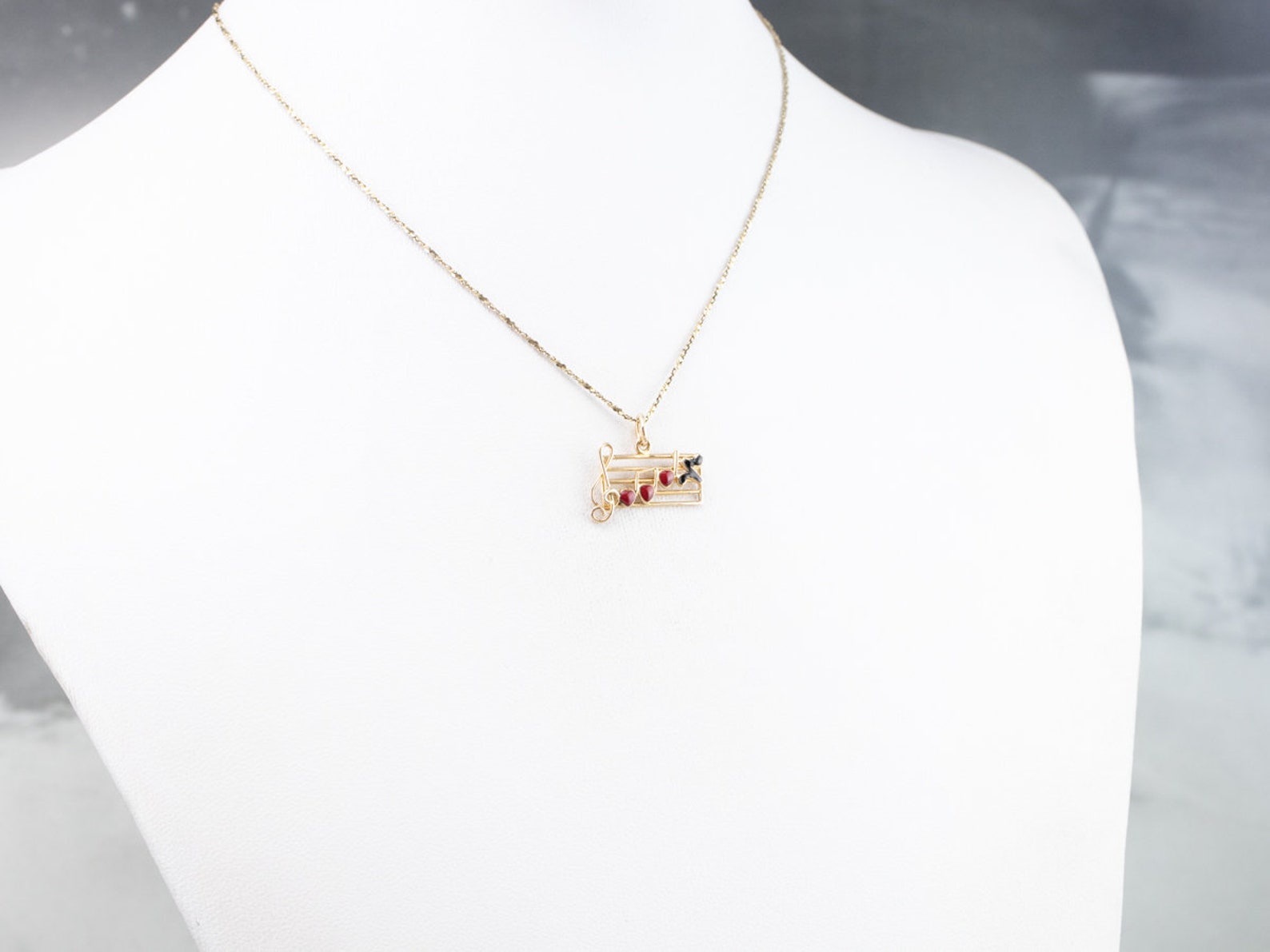 Gold Do Ray Me Musical Scale Charm Yellow Gold Enamel | Etsy