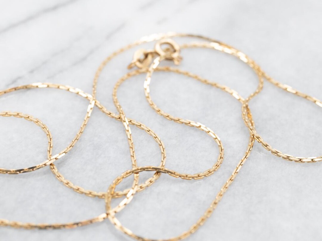 14K Yellow Gold Boston Link Chain, 24 Inch Flat Necklace - Etsy