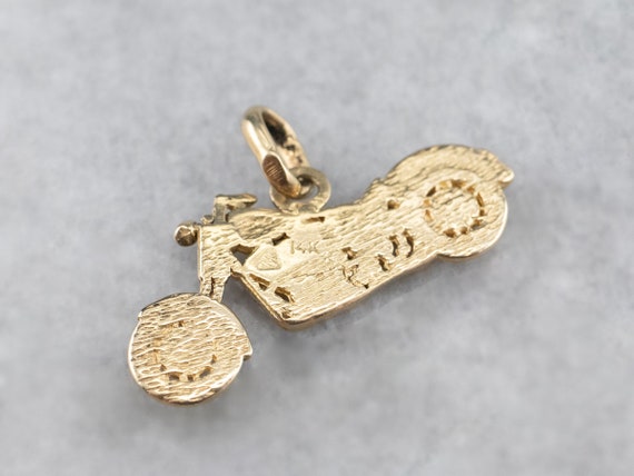 Gold Motorcycle Charm, Vintage Motorcycle Pendant, Mo… - Gem