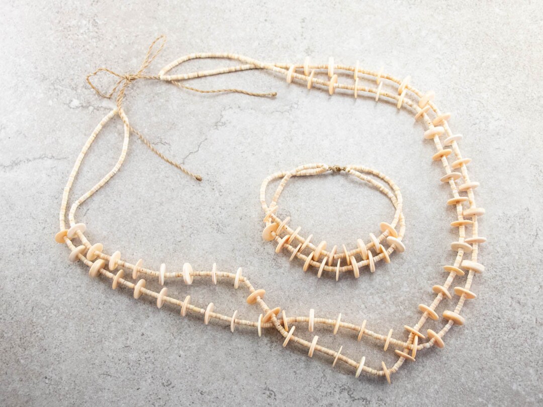 Native American Shell Beaded Jewelry Set, Necklace and Bracelet - Etsy