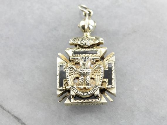 Ornate Garnet Pearl Masonic Fob, Antique Masonic Pend… - Gem