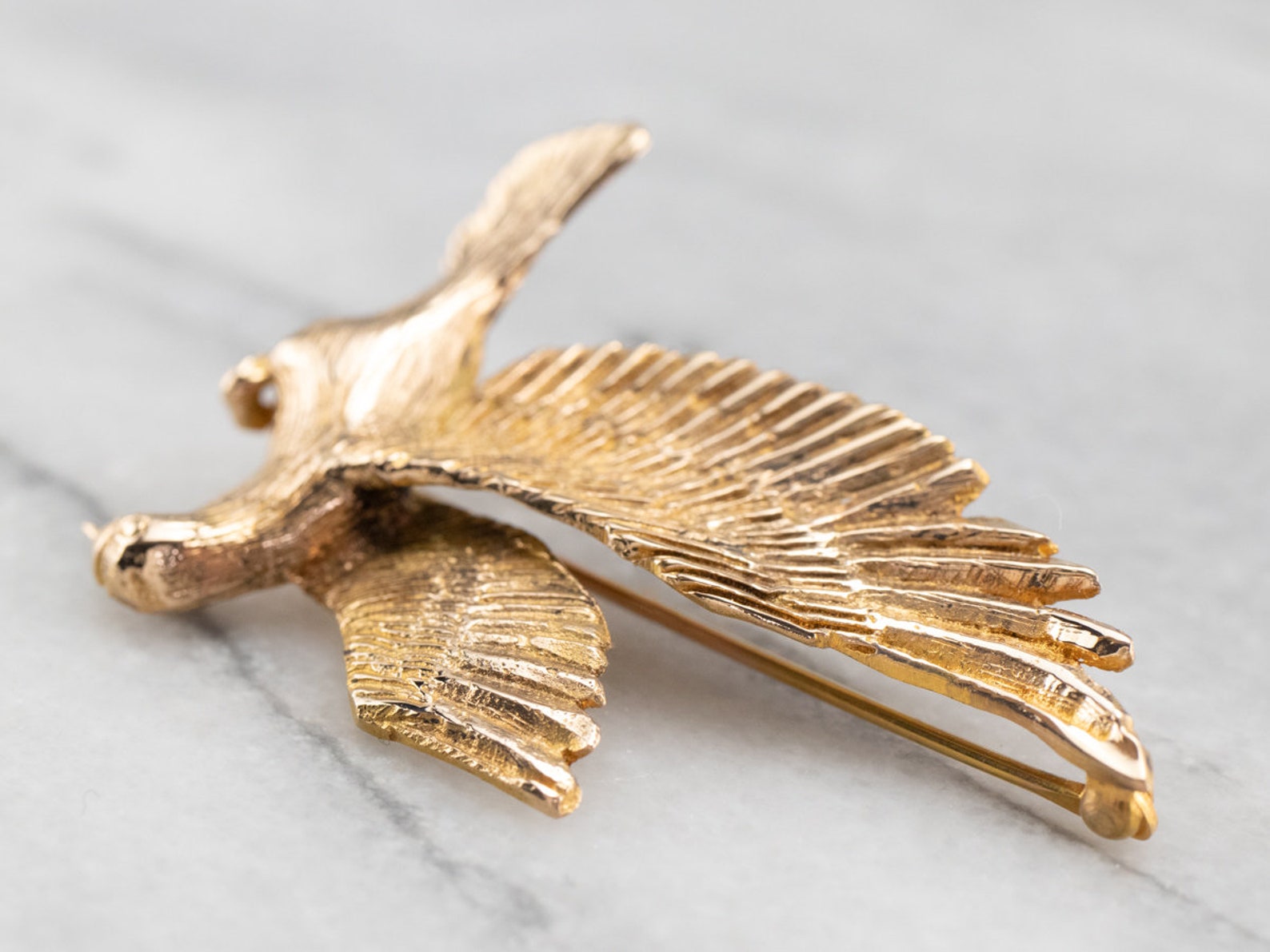 Stunning Golden Dove Brooch Yellow Gold Bird Brooch 14K - Etsy