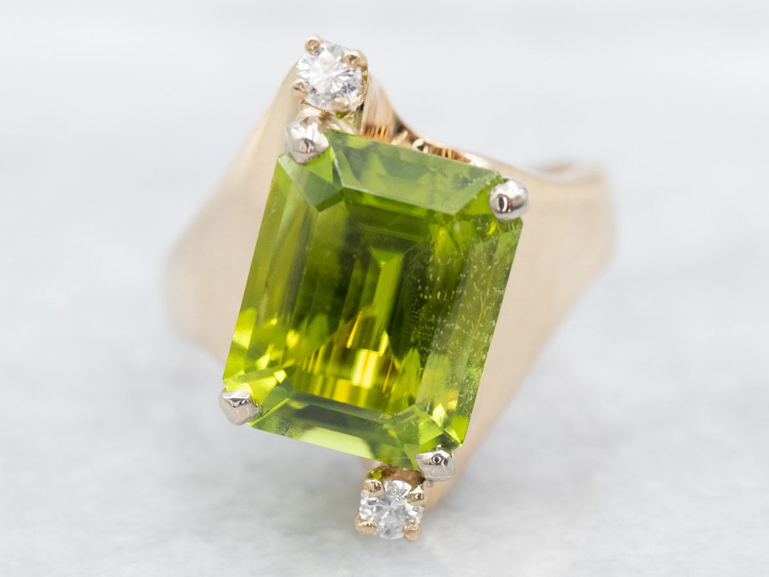 Modernist Peridot Cocktail Ring, Vintage Peridot Ring, Peridot and ...