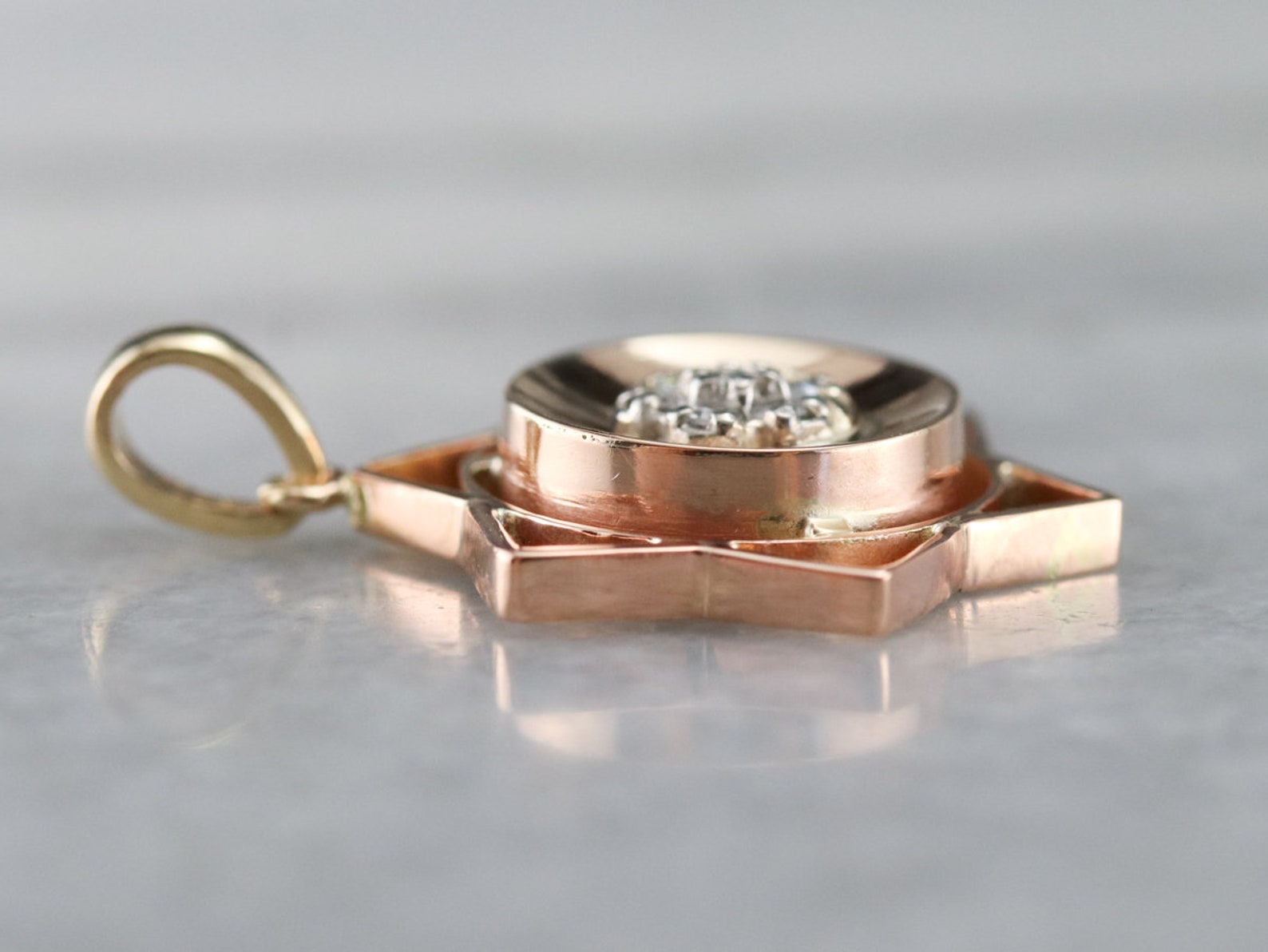 Diamond Gold Star Pendant Six Pointed Star Pendant Bridal | Etsy