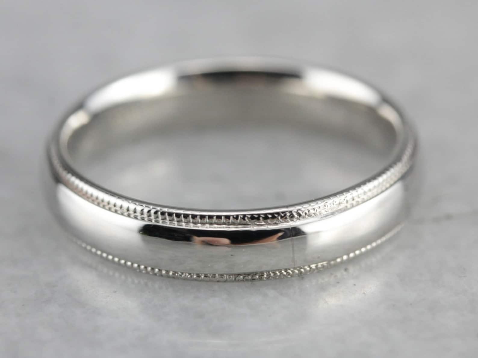 Milgrain Edge Platinum Wedding Band Plain Wedding Ring - Etsy