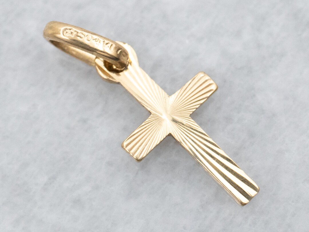 Mini Etched Cross Charm, Mini Cross Charm, Gold Charm, Gold Cross Charm ...