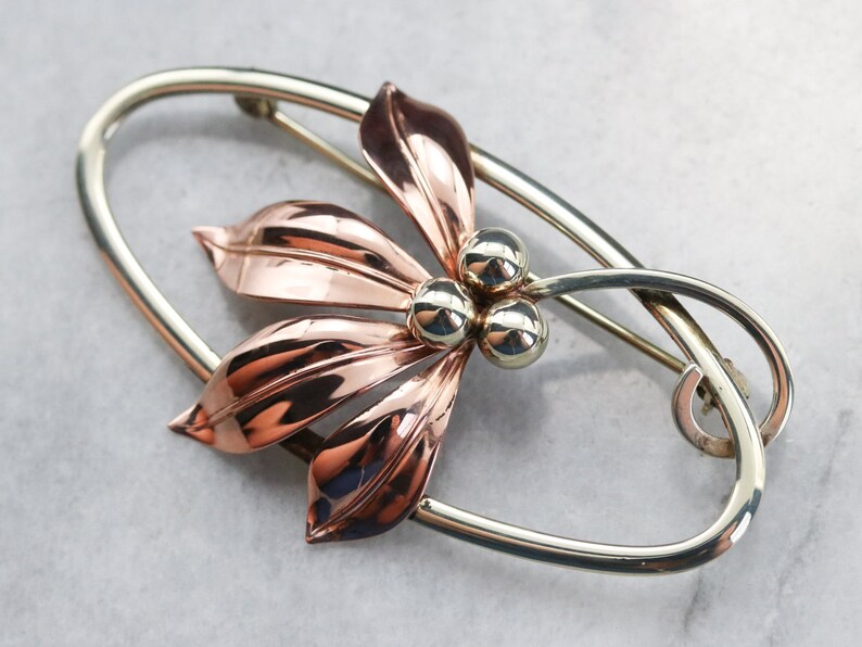Retro Era Floral Brooch Mixed Metal Brooch Forstner Jewelry - Etsy