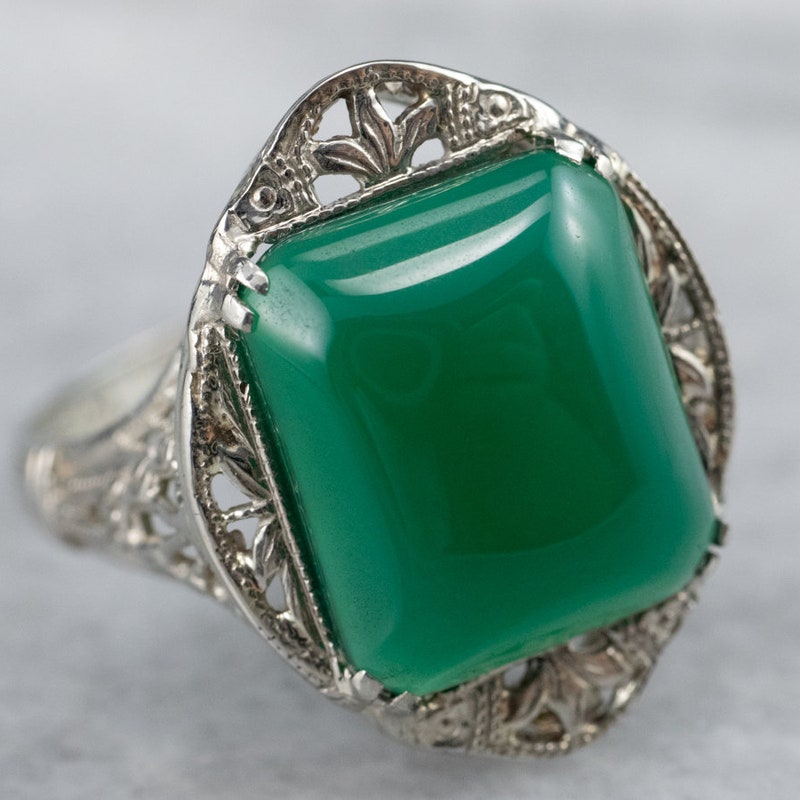 Green Stone Ring - Etsy
