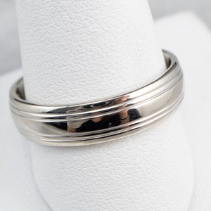 White Gold Lined Band, 14K White Gold, Unisex Wedding Band, Stacking ...