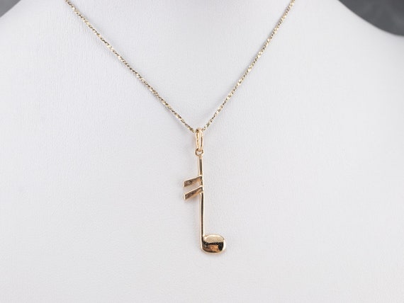 14K Gold Music Note Pendant, Music Note Charm, Musici… - Gem