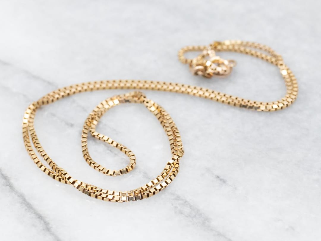 Yellow 14K Gold Box Chain, Gold Box Chain, Gold Chain, Box Chain ...