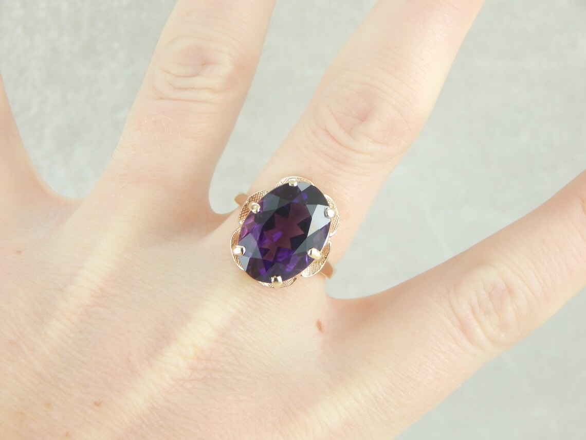 Bold Deep Purple Framed Amethyst Cocktail Ring DM49E2-R - Etsy