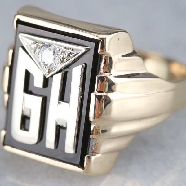 Mens Initial Ring Black - Etsy