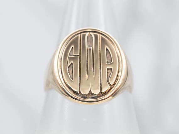 Bold Vintage Gold "GWA" Signet Ring, Monogram Ring, L… - Gem