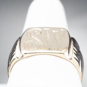 Vintage "sw" Gold Signet Ring, Mid Century Signet Ring, Men's Signet ...