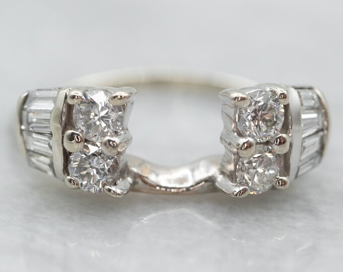 Vintage Diamond Wrap Solitaire Enhancer, White Gold and Diamond Band ...