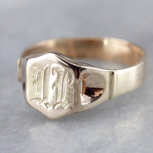 Vintage Monogram "ib" Signet Ring, Men's Vintage Signet Ring, Gold ...