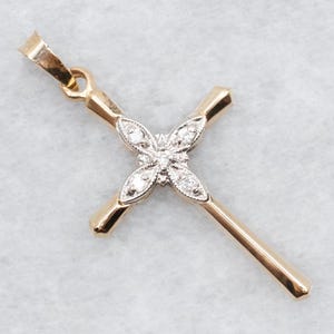 Two Tone Diamond Cross Pendant, Cross Pendant, Diamond Cross, Two Tone ...