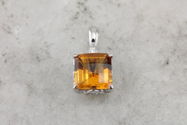 Fancy Cut Citrine and Diamond Drop Pendant - Etsy