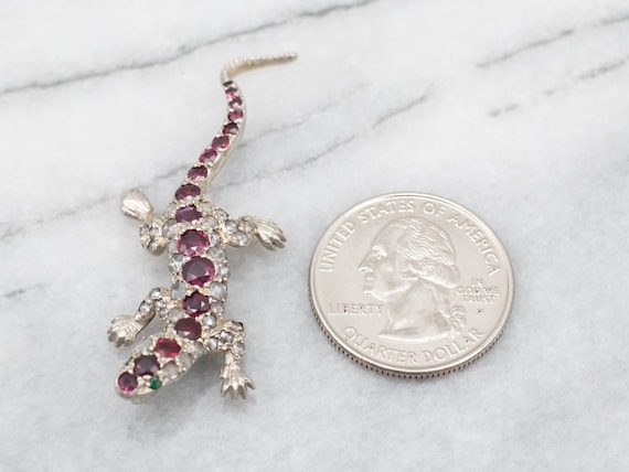 Sterling Silver Gemstone Lizard Pendant, Gemstone Gec… - Gem