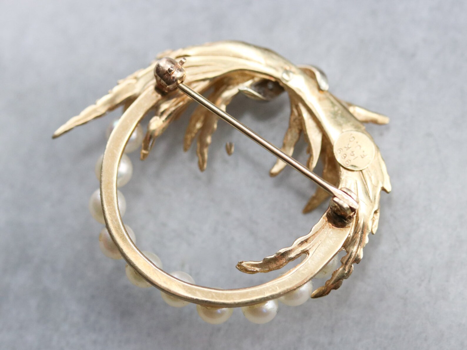 Mid Century Pearl and Diamond Gold Brooch Golden Wheat Pin - Etsy