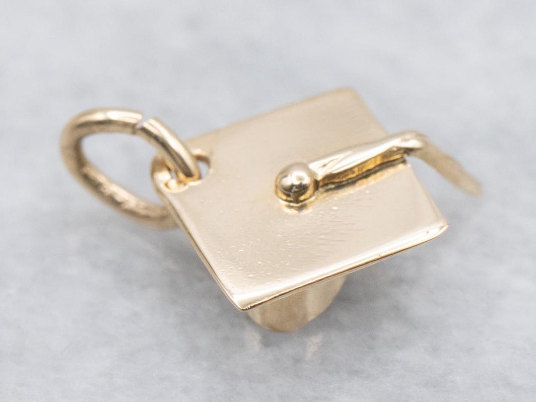 Vintage Gold Graduation Cap Charm, Graduation Cap Charm, Yellow Gold ...