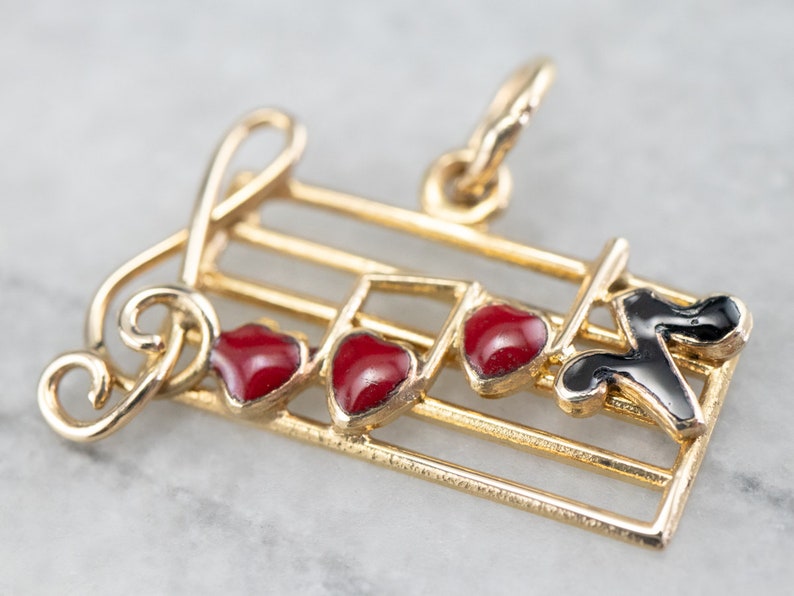 Gold Do Ray Me Musical Scale Charm Yellow Gold Enamel - Etsy