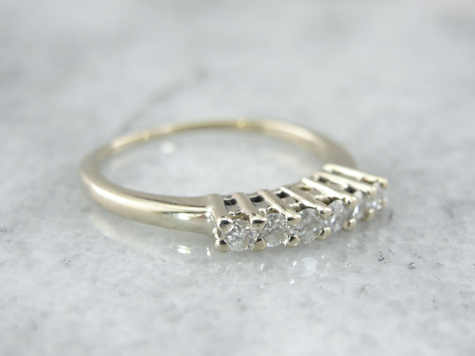 Classic Six Diamond Wedding Band in White Gold - Etsy