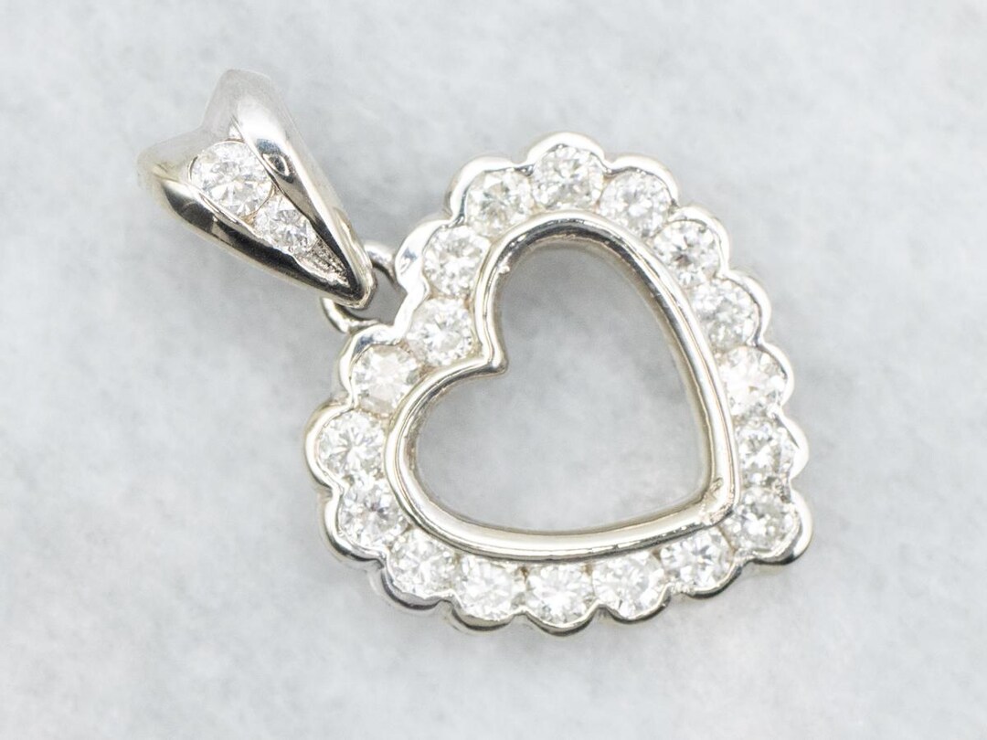 Diamond Heart White Gold Pendant, Diamond Heart Pendant, Heart Pendant ...