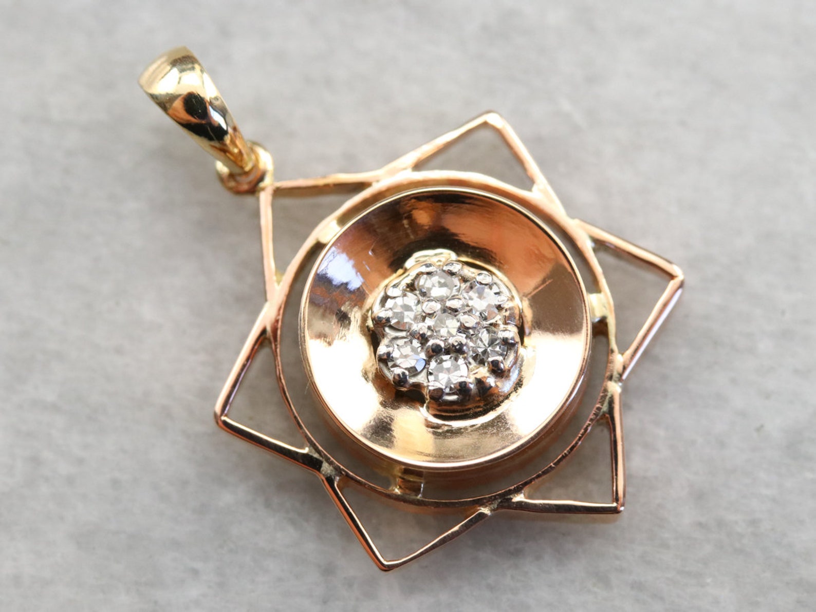 Diamond Gold Star Pendant Six Pointed Star Pendant Bridal | Etsy