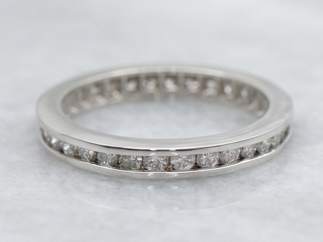 Platinum, Channel Set Diamond Wedding Band, Stacking, Ring, Anniversary ...