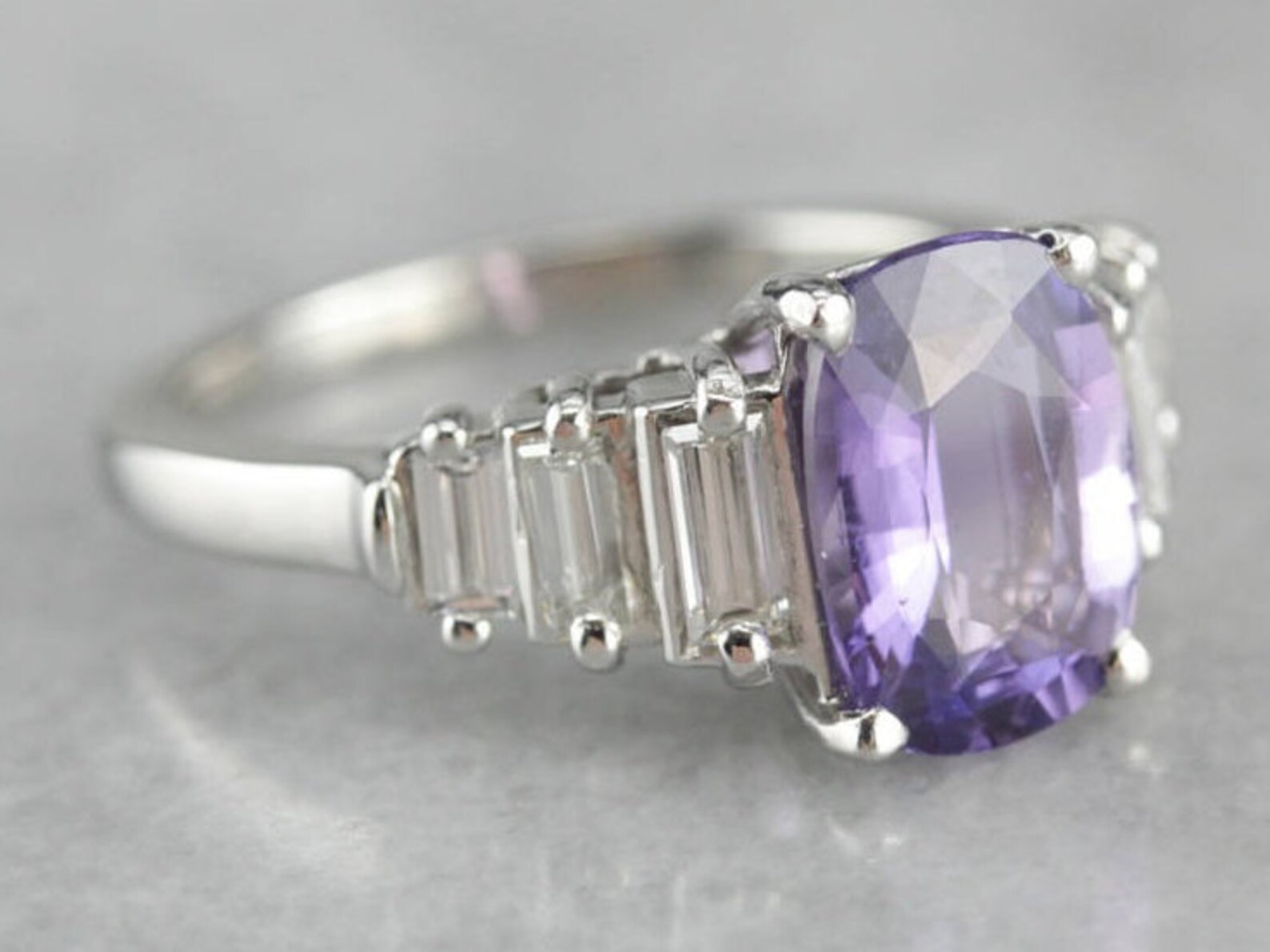 Purple Sapphire Statement Ring Sapphire and Diamond - Etsy