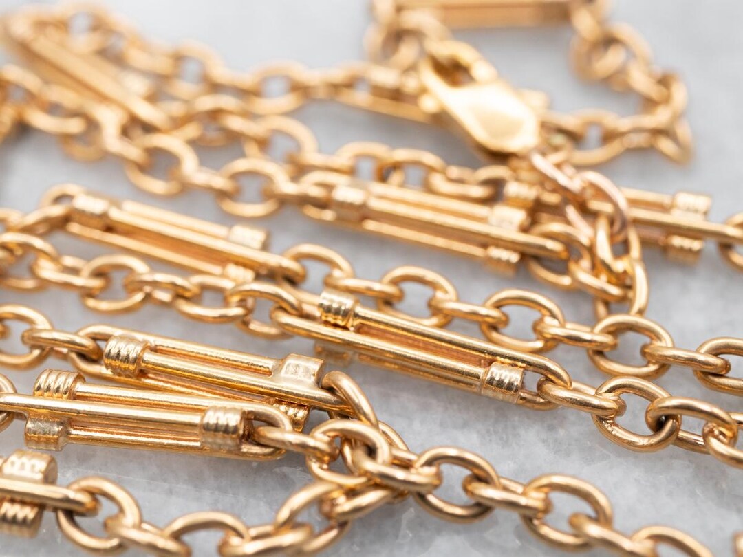 Vintage 18K Gold Interlocking Link Chain Necklace, 20 Inch - Etsy