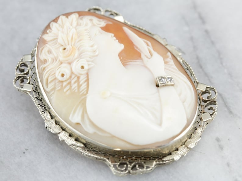 Unique Cameo Brooch Antique Cameo Brooch Diamond Cameo | Etsy