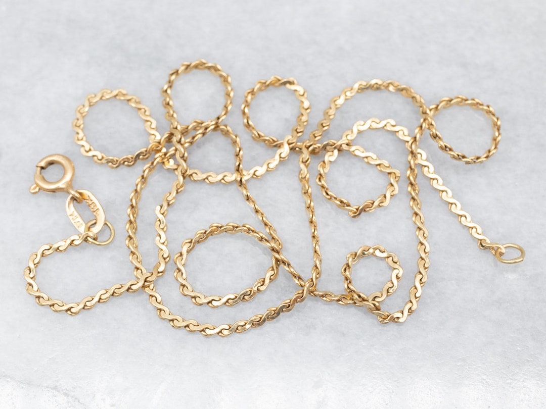 Yellow Gold Serpentine Chain With Spring Ring Clasp, Yellow Gold Chain ...