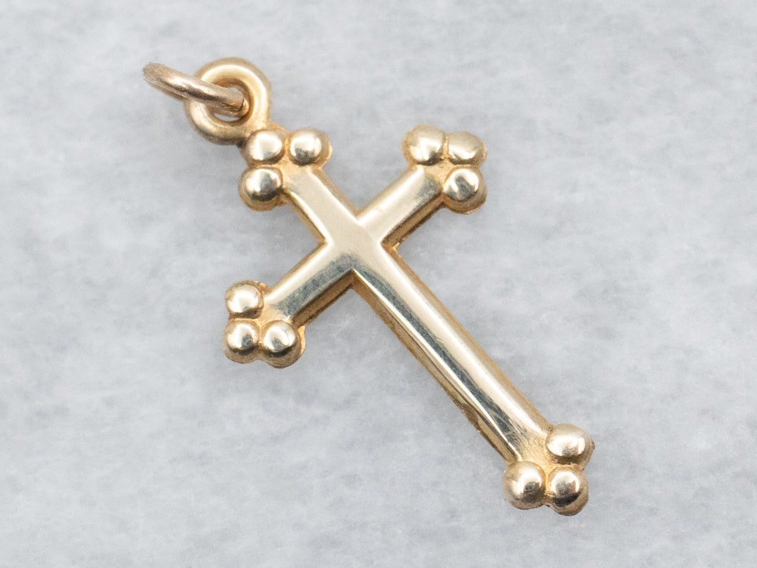 Small Vintage Gold Cross, Yellow Gold Cross, Plain Cross, Cross Pendant ...
