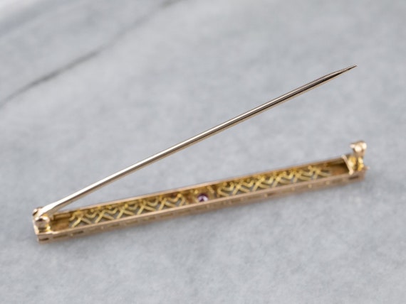 Fine Gold Filigree Synthetic Ruby Pin, Yellow Gold Ba… - Gem